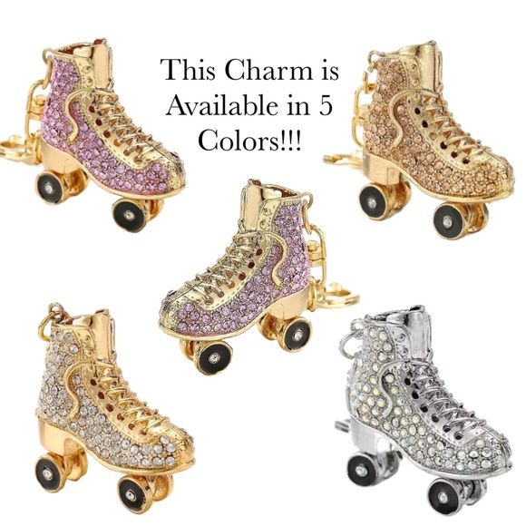 Accessories | Purple And Gold Crystal Roller Skate Keychain Charm ...